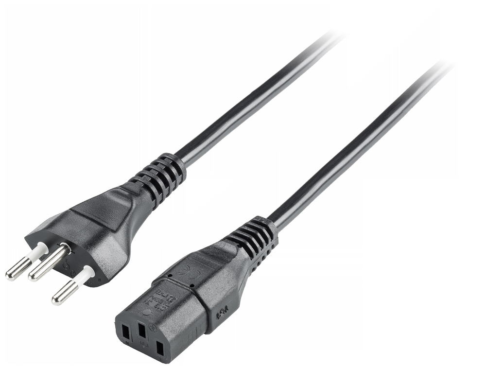 SIEMENS: AC IEC cable, Switzerland, 180° male SEV 1011 to